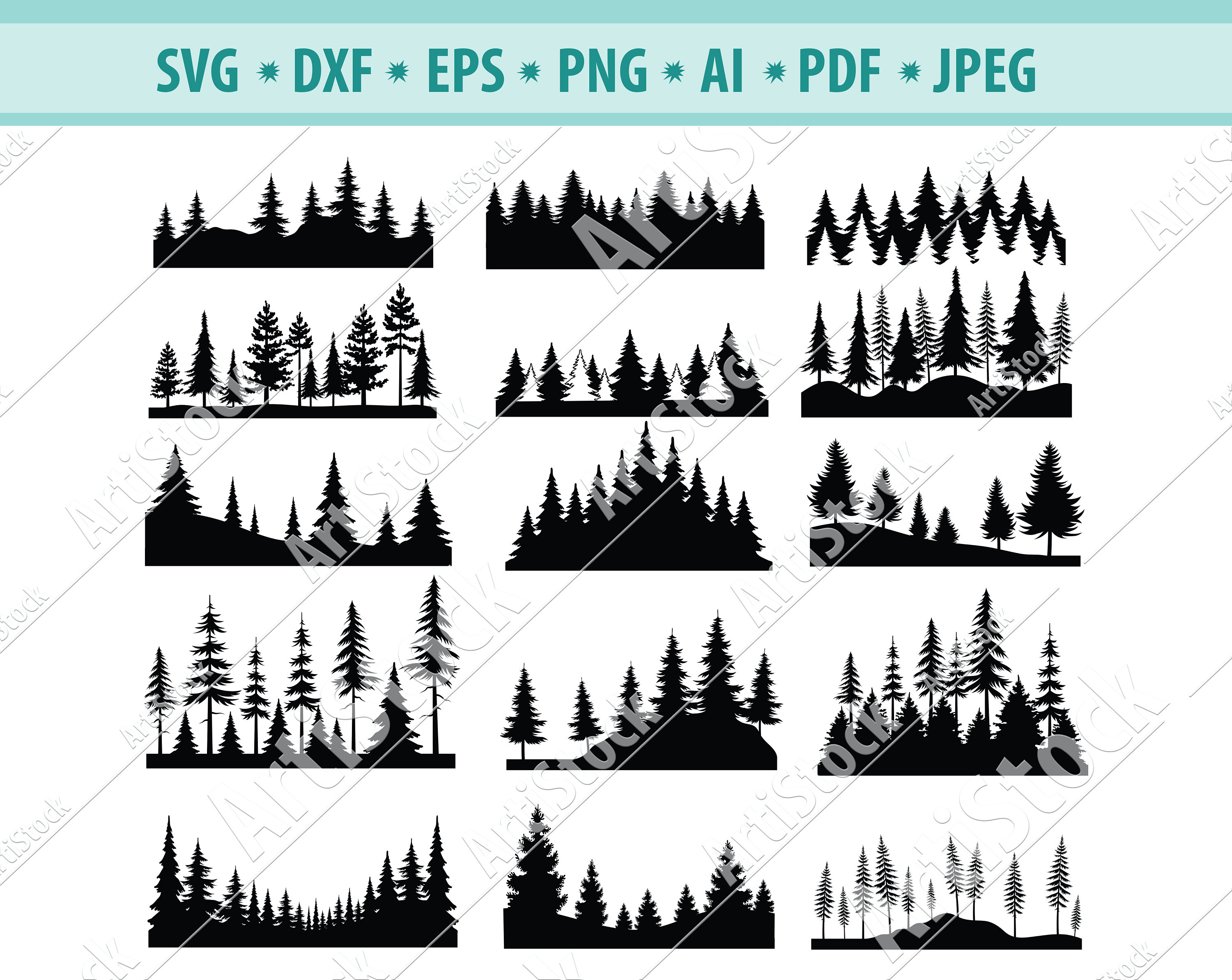 Forest Svg File Spruce Forest Svg Nature Svg Forest Etsy