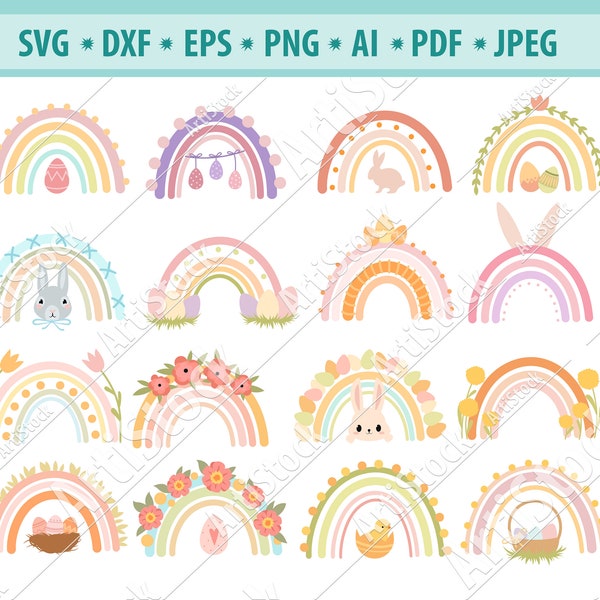 Happy Easter Rainbow Svg - Etsy