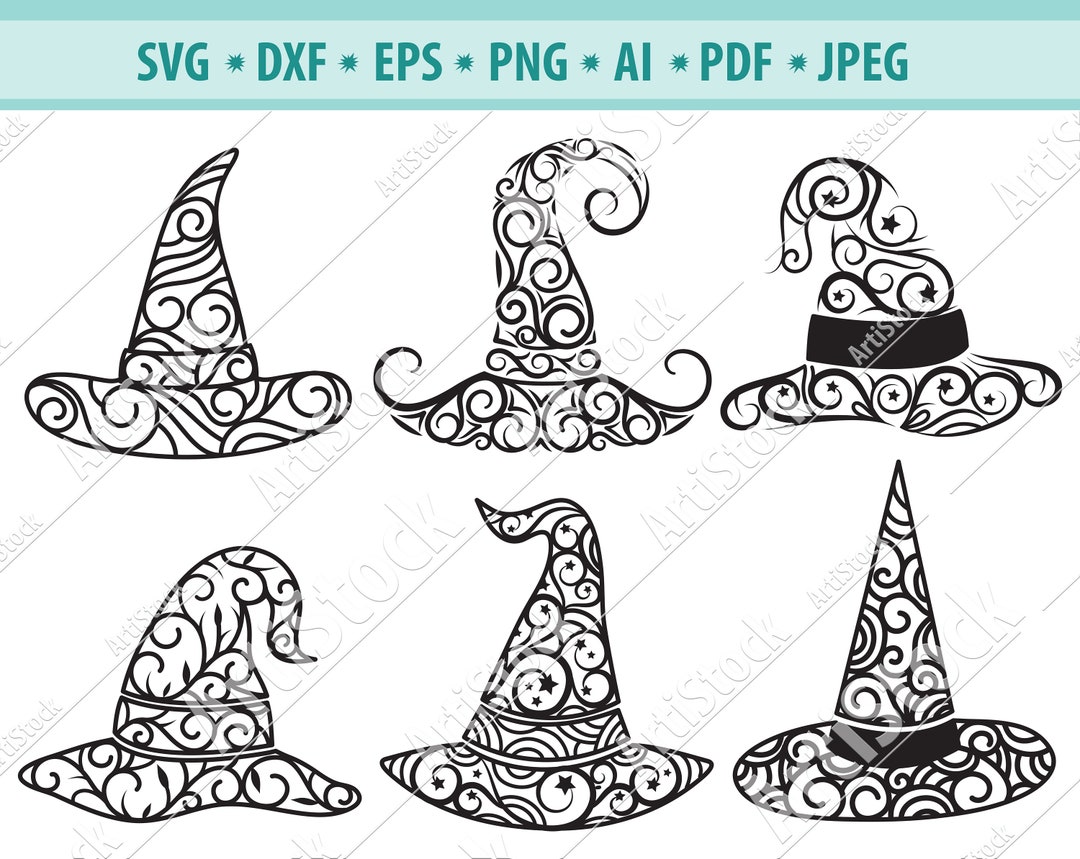 Witch Hat SVG, Wizard Hat Svg, Halloween Svg, Witch Hat Clipart, Floral ...