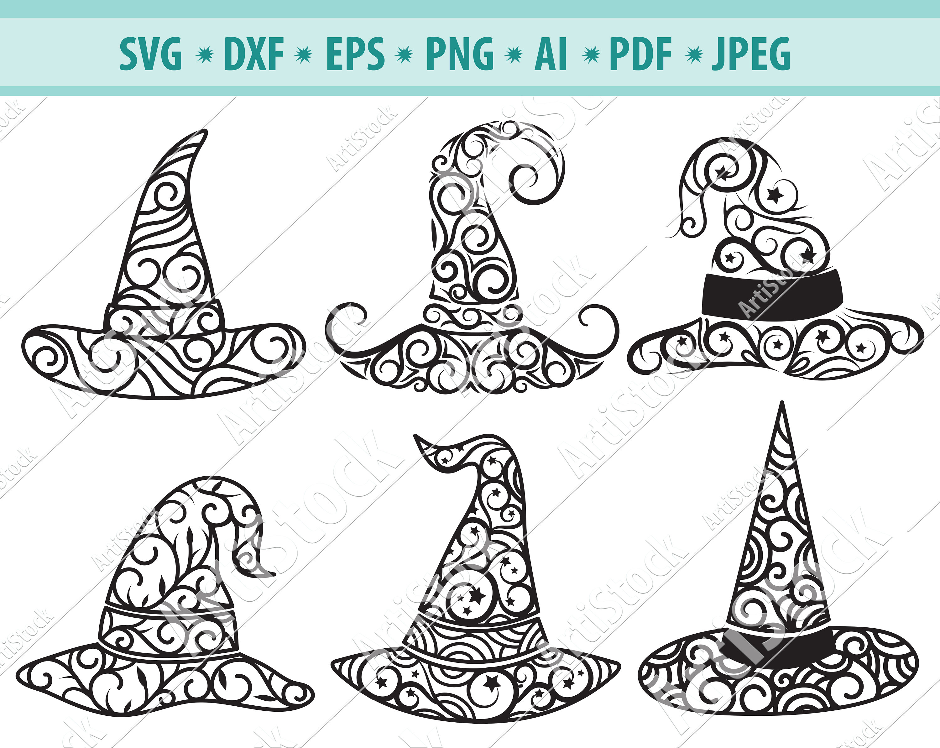 Witch Hat SVG Wizard hat svg Halloween Svg Witch Hat | Etsy