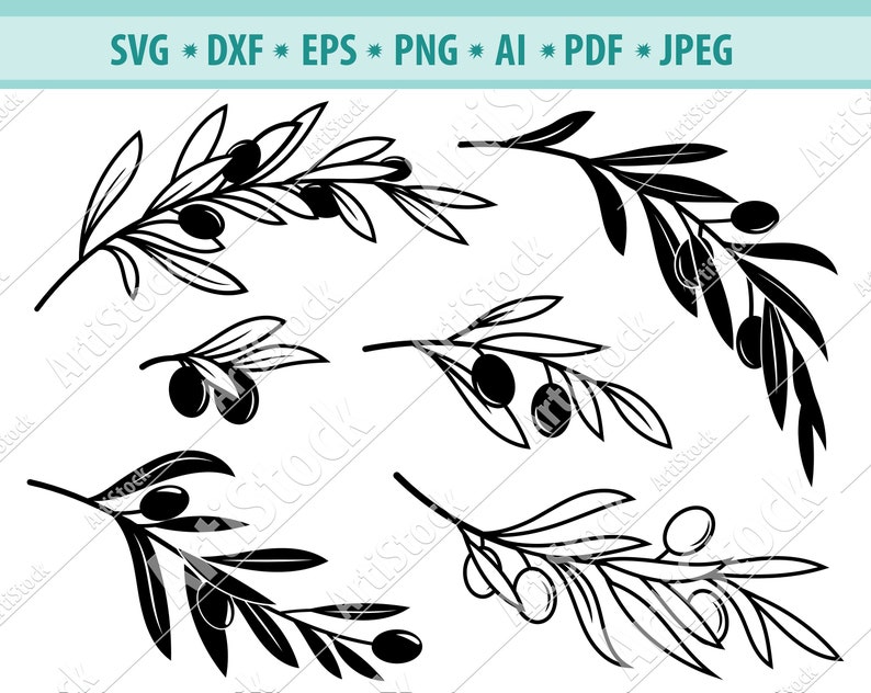 Olive Branch Svg Olive Svg Olive Clipart Olive Silhouette | Etsy
