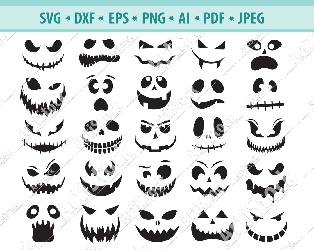 Halloween Face Svg Bundle, Scary Face Svg, Pumpkin Face Svg, Halloween ...