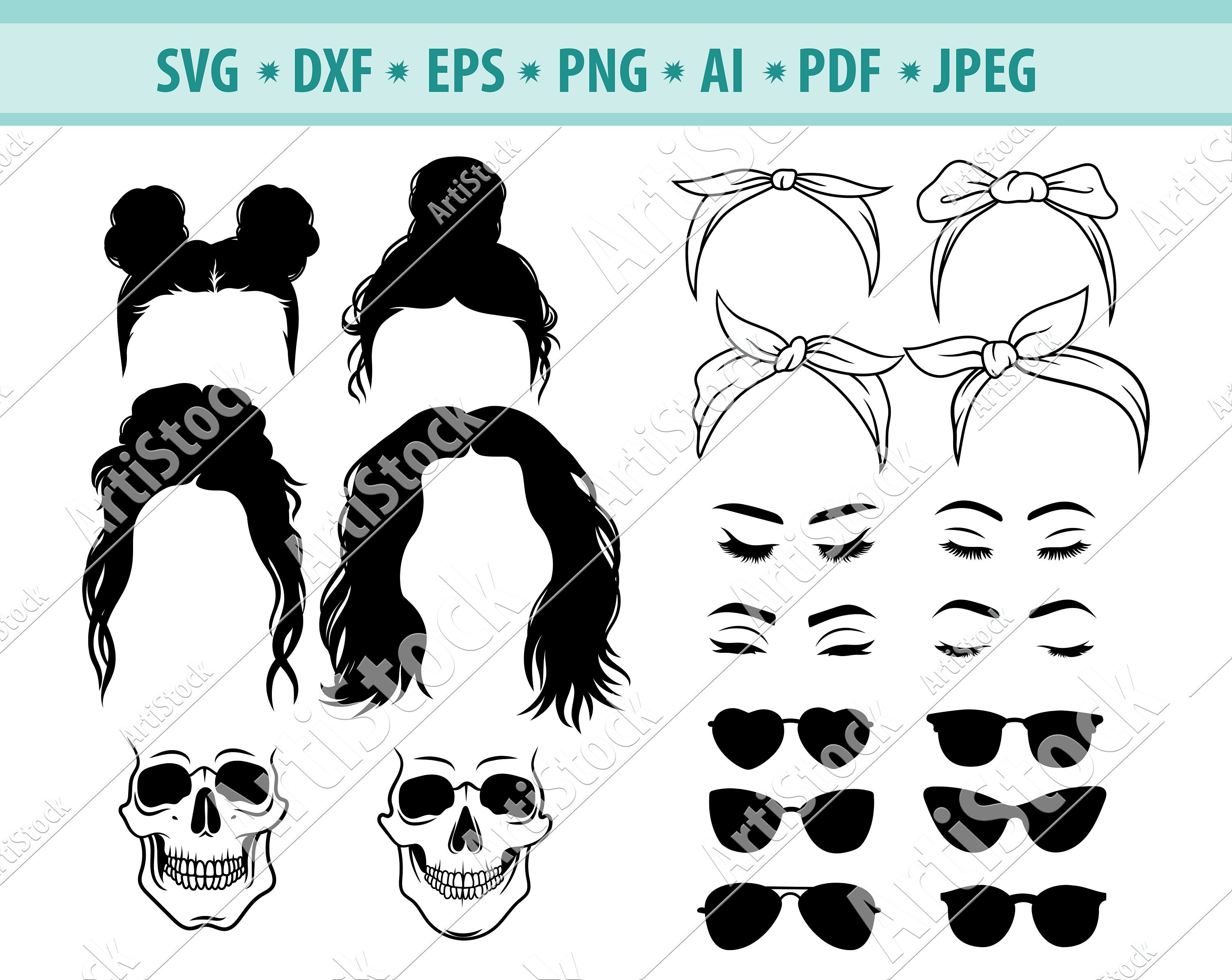 Mom Life Svg Bundle Messy Bun Svg Sunglasses Svg Mom Skull Etsy
