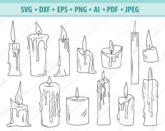 Candle SVG Bundle Candles SVG Candles Clipart Wax Candle | Etsy
