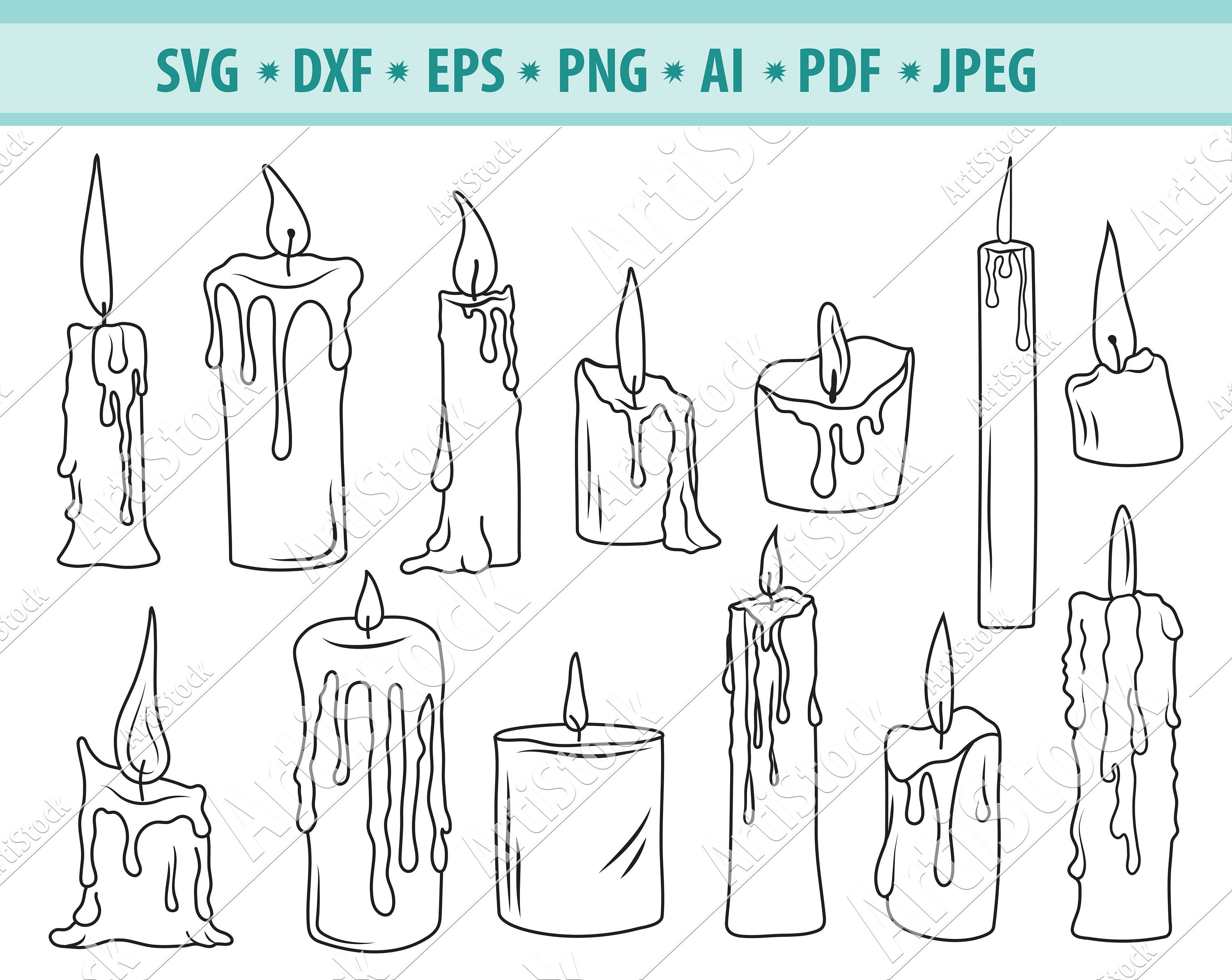 Candle SVG Bundle, Candles SVG, Candles Clipart, Wax Candle Svg ...