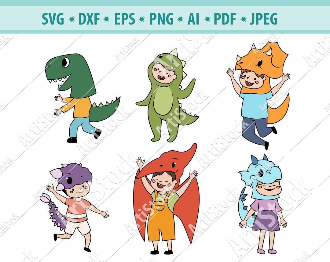 Dino Kids Costume Svg, Cartoon Kids Svg, Cute Children's Svg, Kids ...