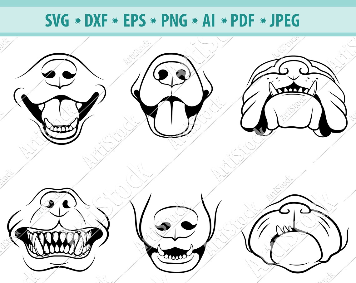 Dog Faces Svg Funny Cute Animals Svg Pets Faces Svg Svg Cut | Etsy