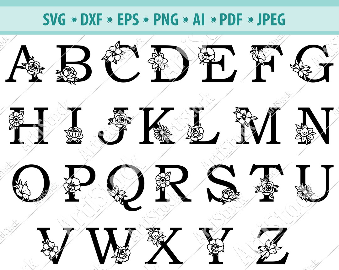 Floral Alphabet SVG, Herbal Alphabet Svg, Botanical Alphabet Svg ...