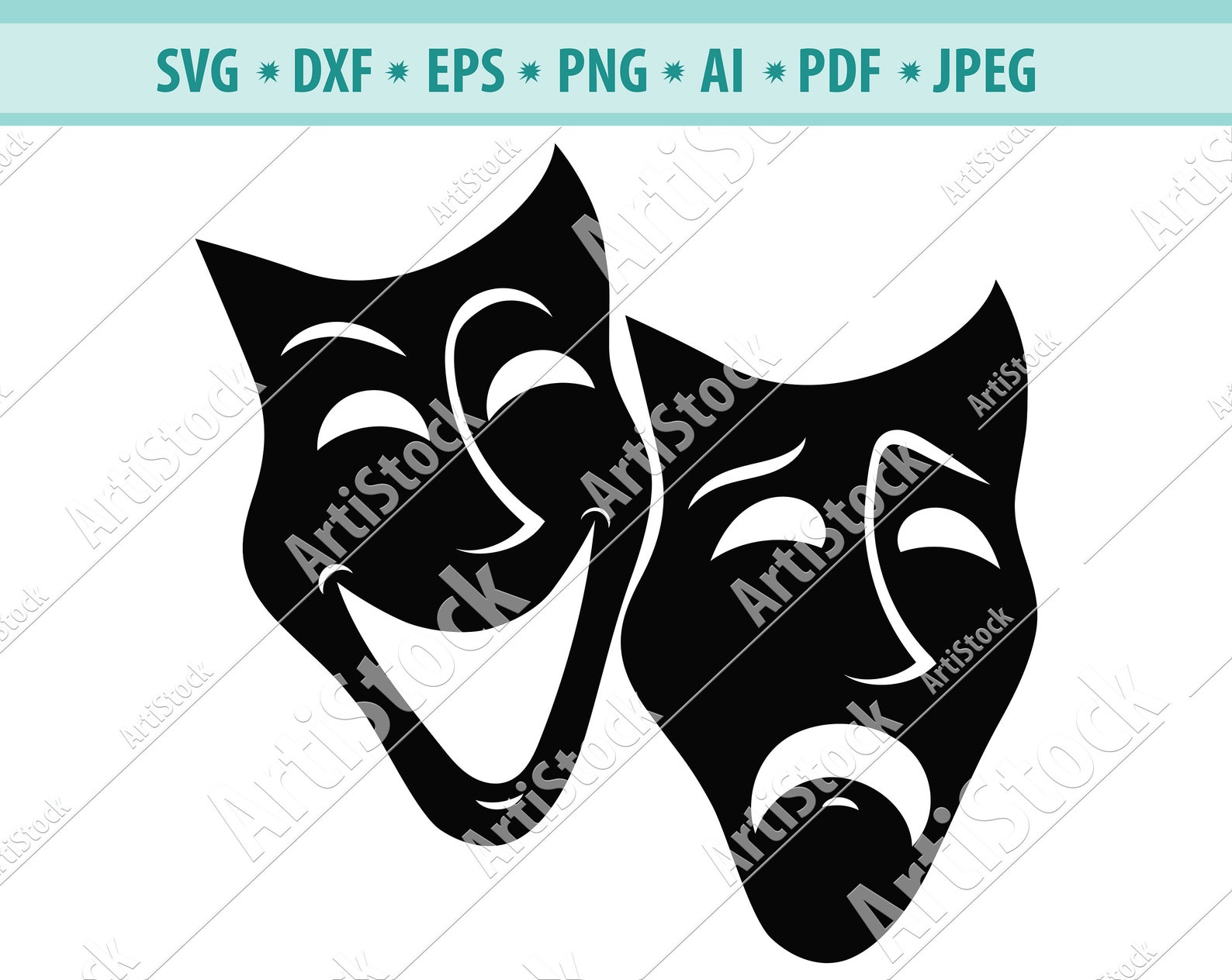 Comedy Tragedy Svg/clipart/comedy Svg/tragedy | Etsy