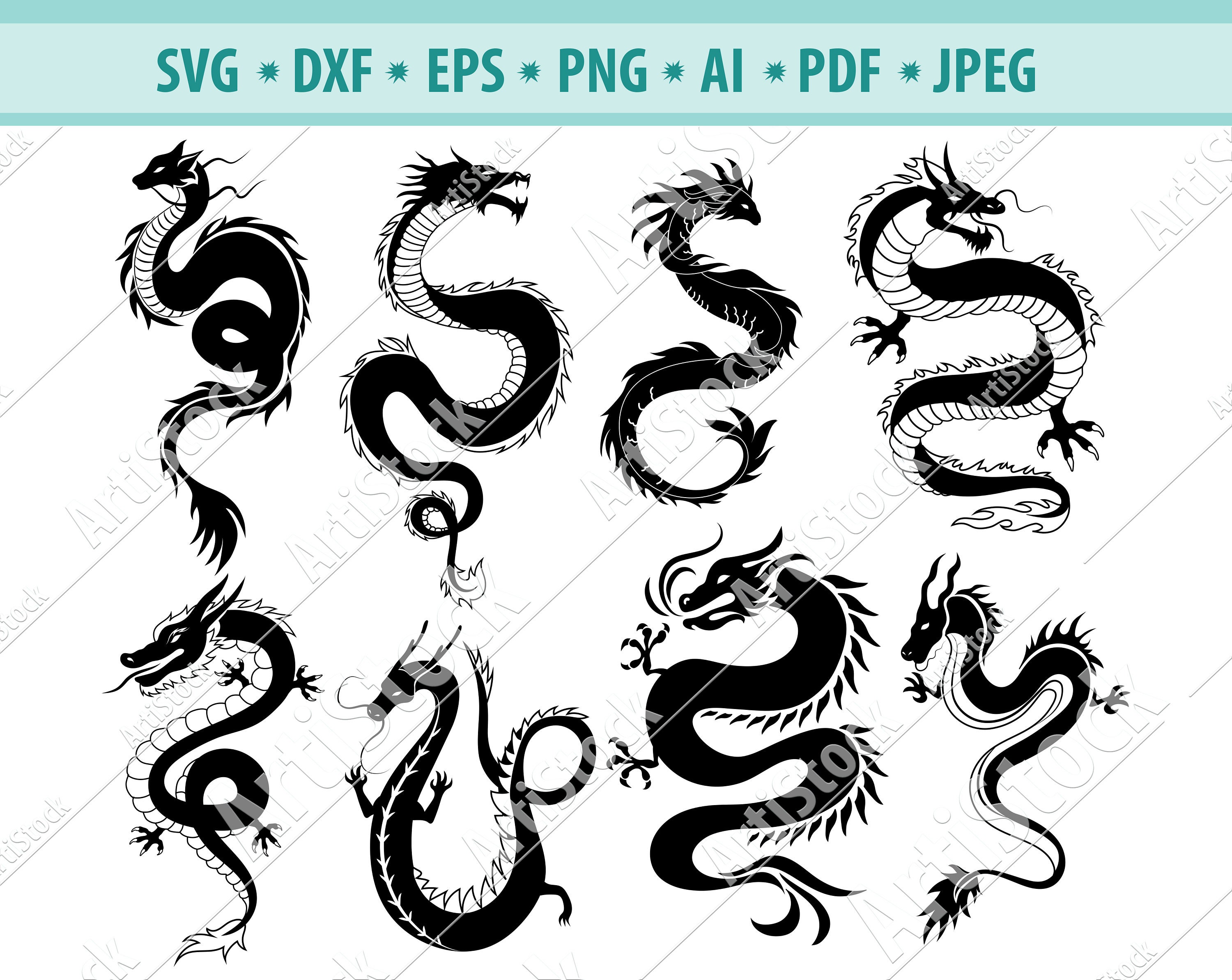 Dragon SVG, Fantasy Dragon SVG, Oriental Svg, Asian Dragon Svg, Dragon ...