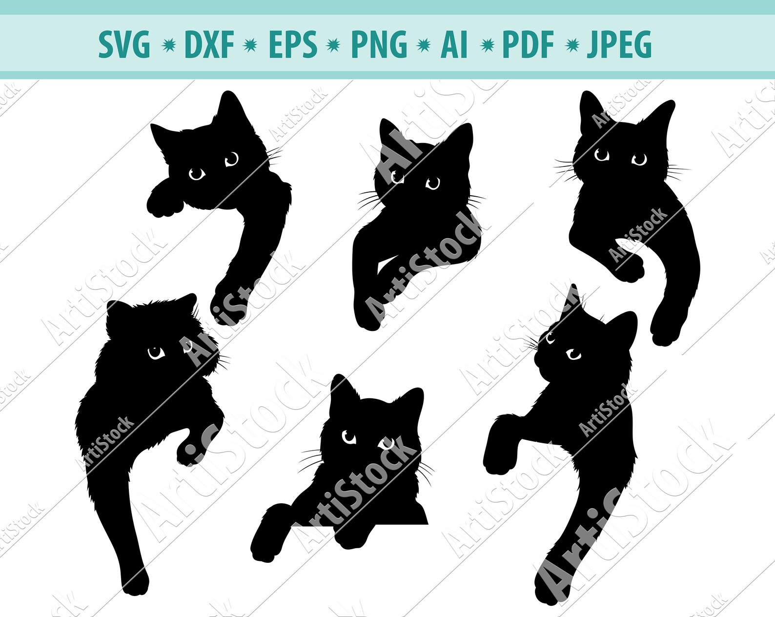 Cat SVG Black Cat Svg Peeking Cat Clipart Peeping Cat SVG - Etsy