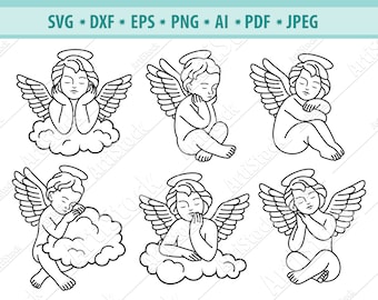 Cupid SVG, Cute Angel Svg, Cupid on Cloud Svg, Cupid Cricut, Valentine ...