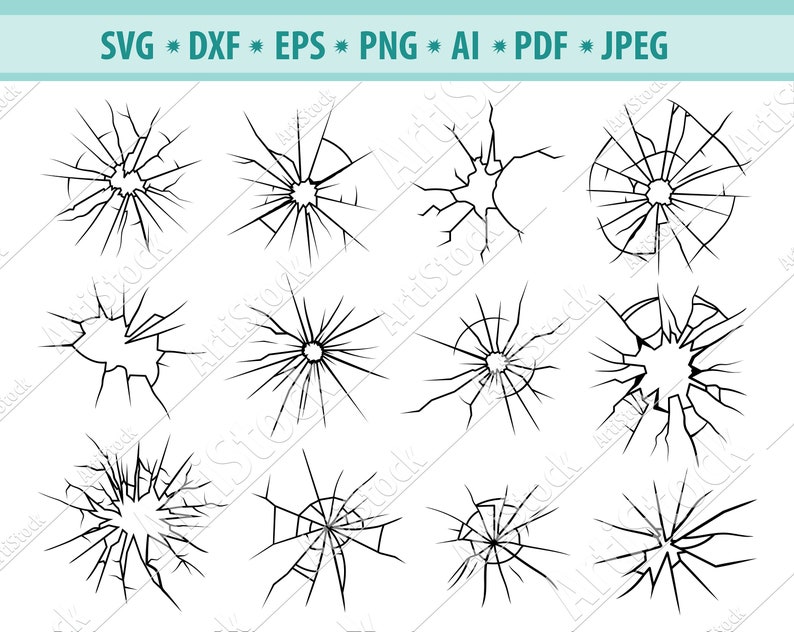 Cracked Glass Svg Broken Glass Svg Shattered Glass Svg Etsyde