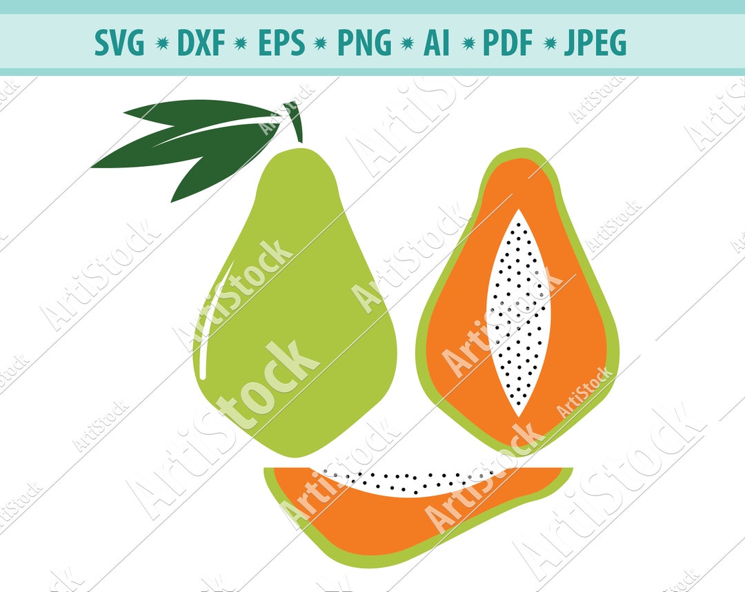 Papaya SVG, Exotic Fruits SVG, Fruit Svg, Papaya Cut Files, Tropical ...