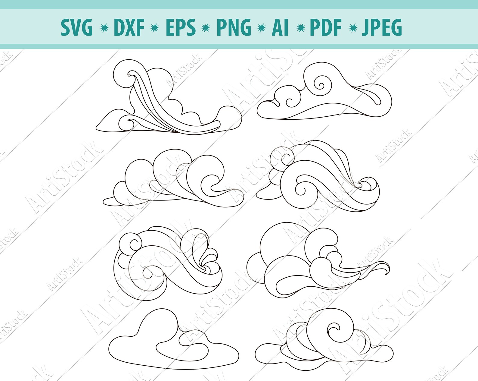 Clouds SVG Files for Silhouette Cameo and Cricut. Clouds - Etsy