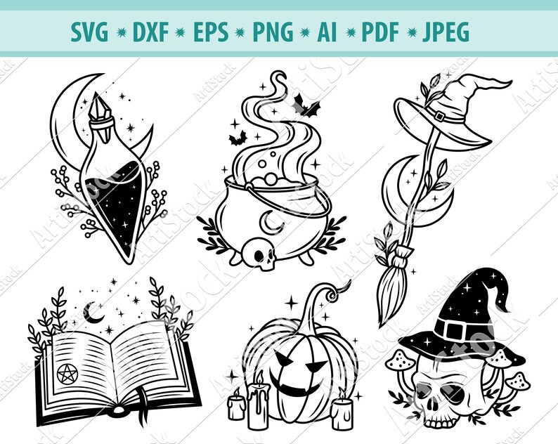 Mystical SVG Bundle Magic Svg Witch's Broom Svg Skull - Etsy