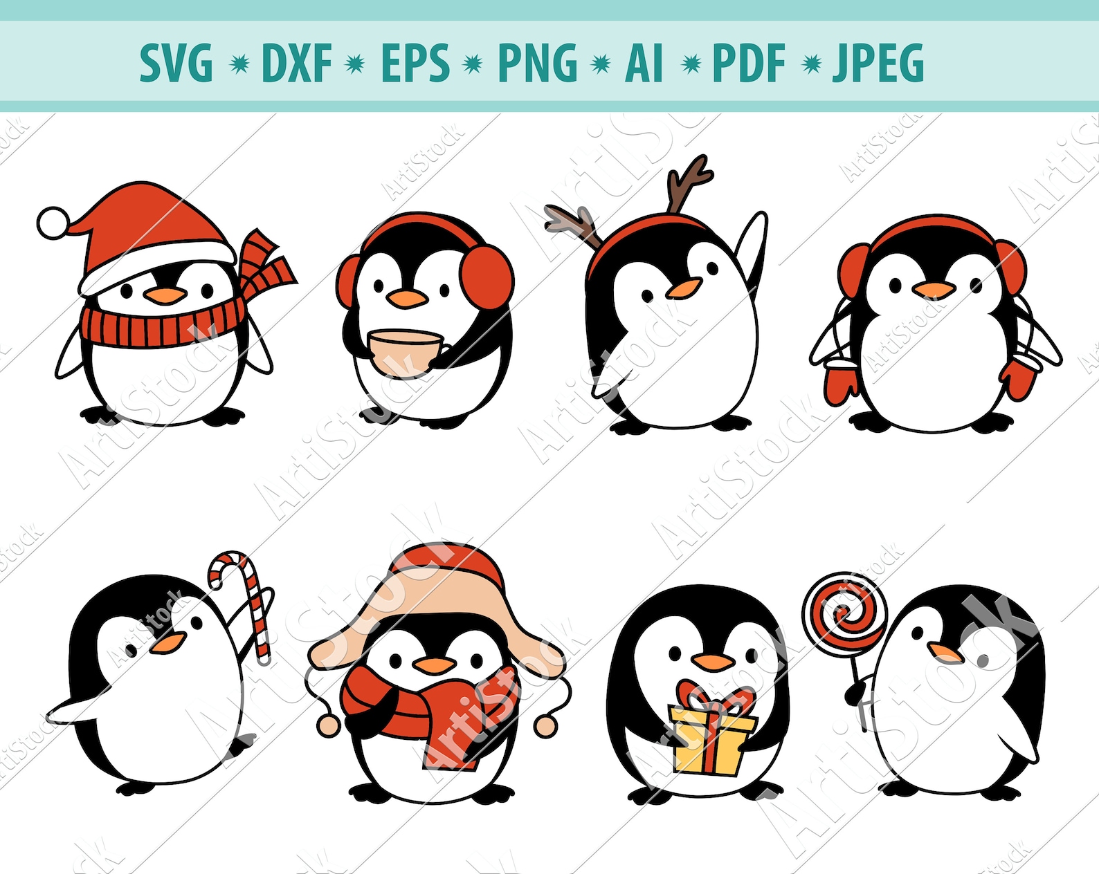 Penguin SVG Christmas Penguin Svg Penguin Clipart Winter | Etsy