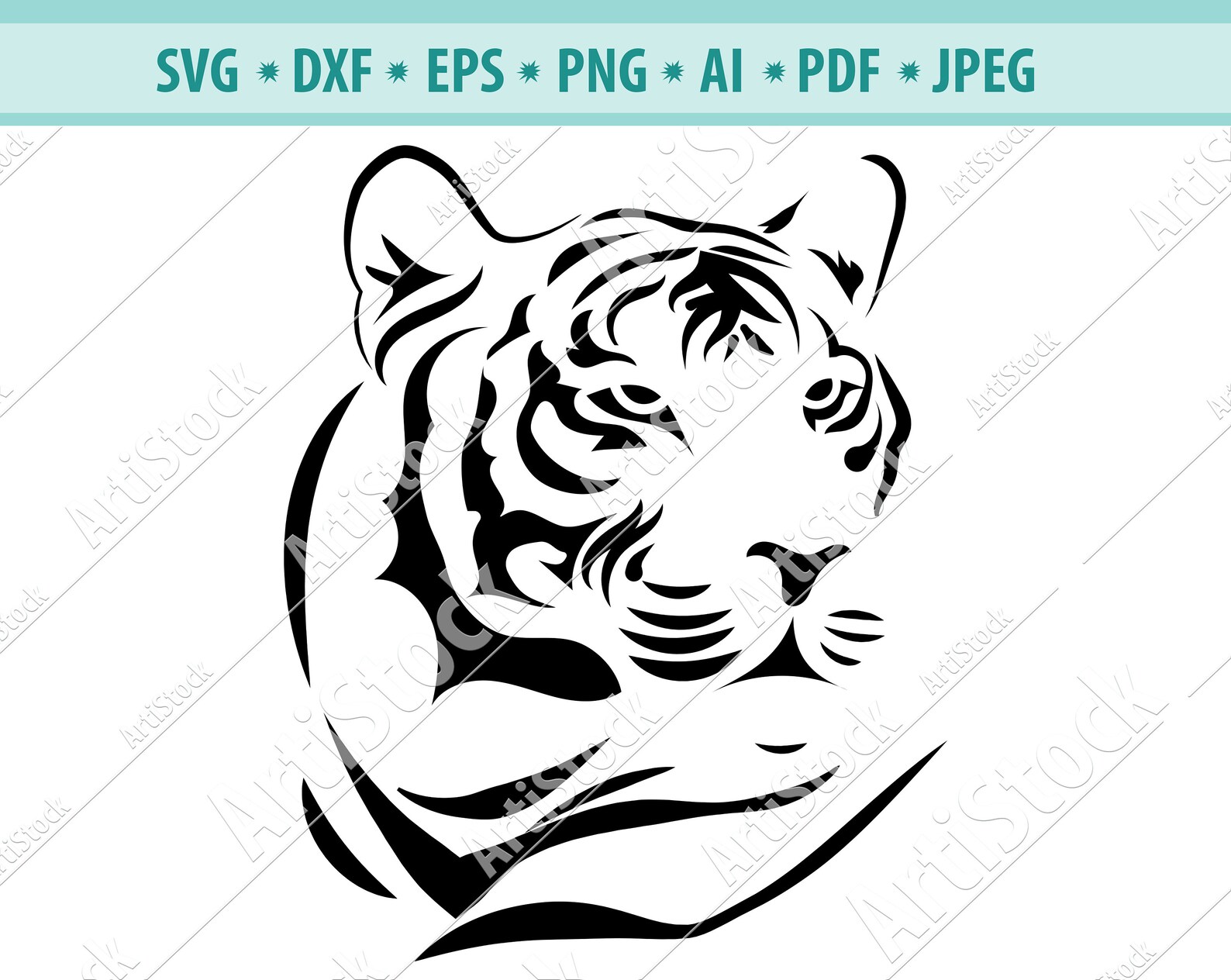 Tiger Face Tiger SVG Head of a Tiger Clipart File Cutting - Etsy