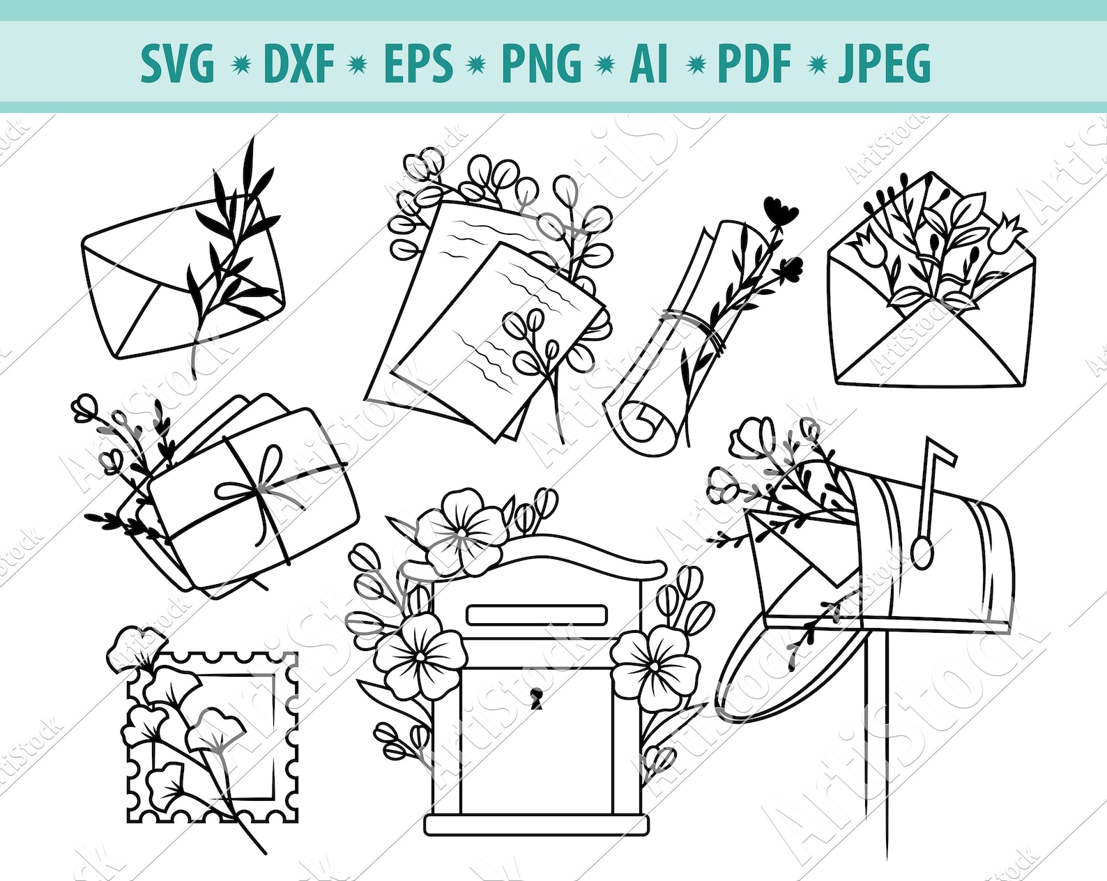 Postal Supplies Svg Mail Box Svg Vintage Postage Items Svg - Etsy