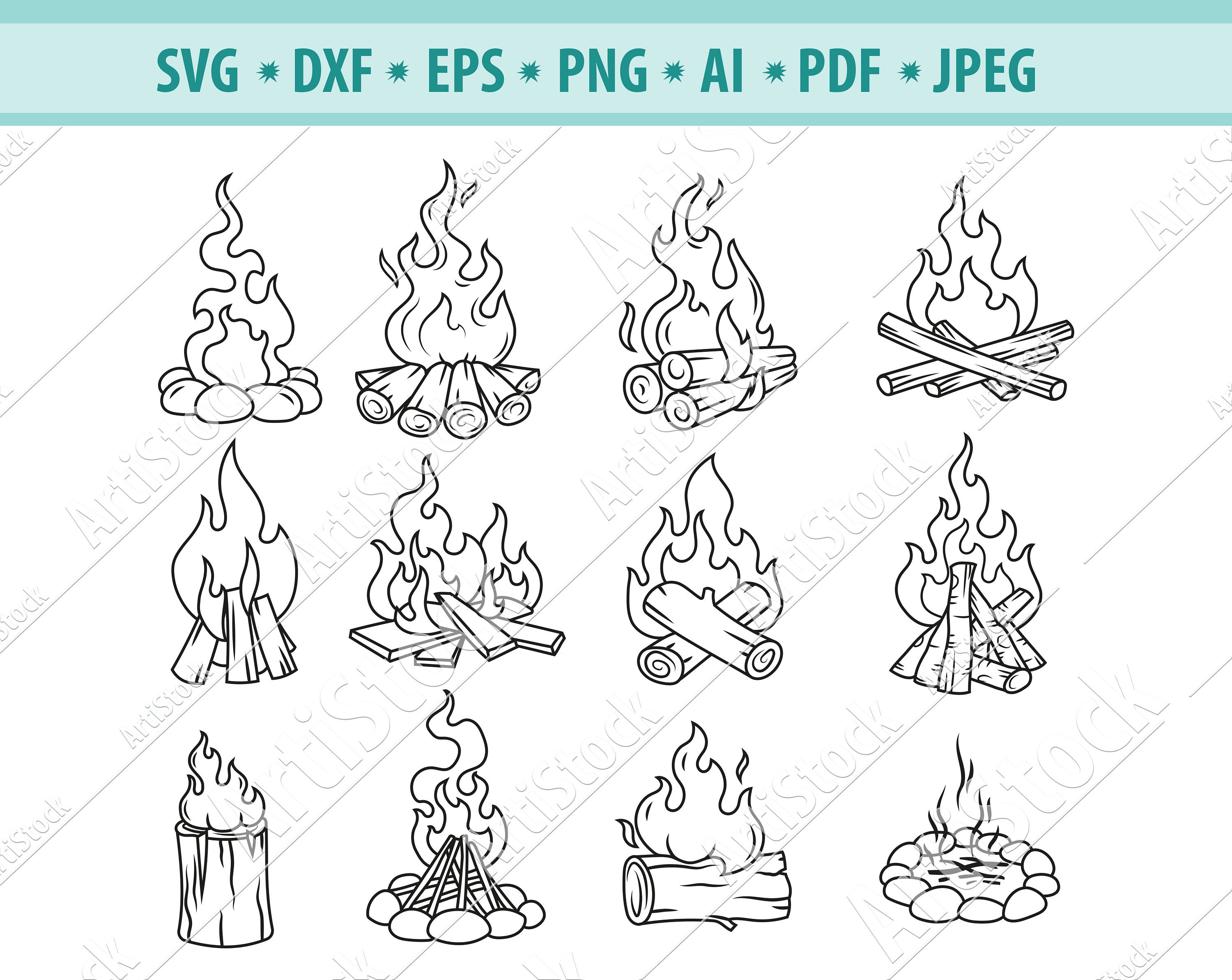 Campfire Svg, Bonfire SVG, Camping Svg, Campfire Clipart, Files for ...