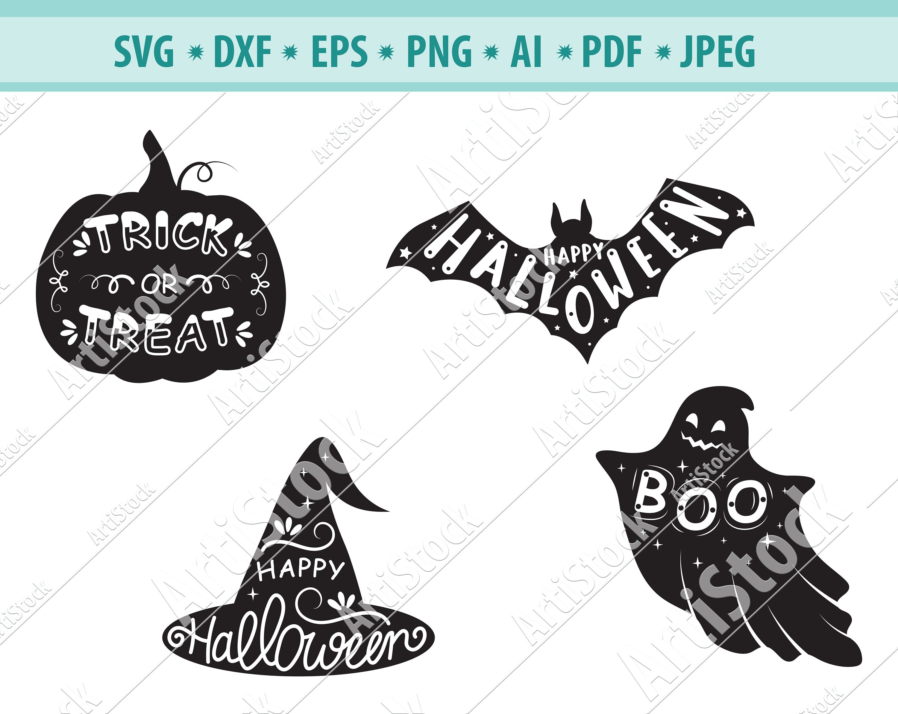 Halloween Sign Svg Bundle Boo Ghost Svg Witchy Hat Svg | Etsy
