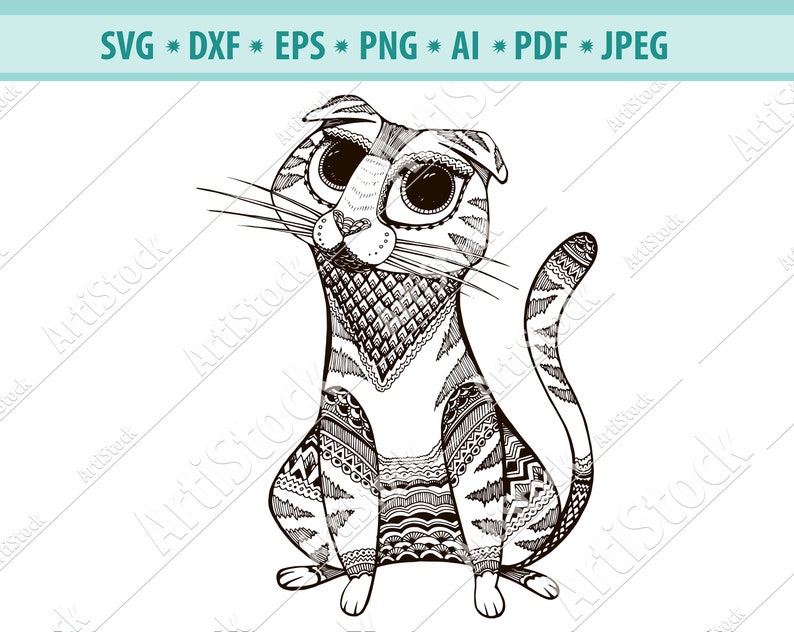 Zentangle Cat SVG Mandala Cat SVG Cat for Cricut Zentangle | Etsy