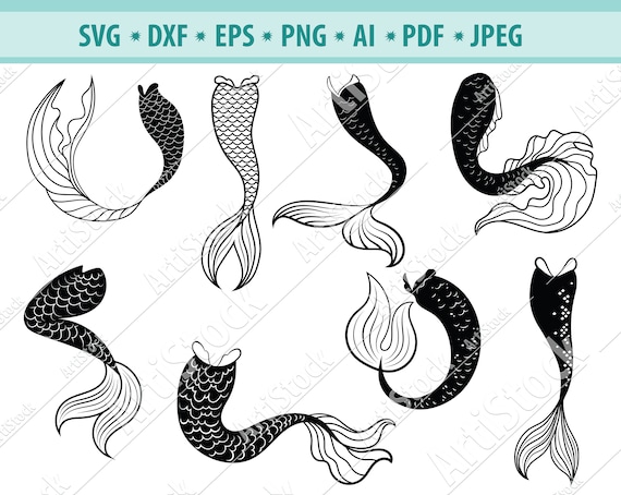 Mermaid Svg Mermaid Tails Svg Eps Dxf Png Cutfiles for - Etsy