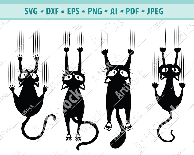 Funny Cat, Screeching Cat, Falling Cat, Black Cat, Clip Art Icon ...