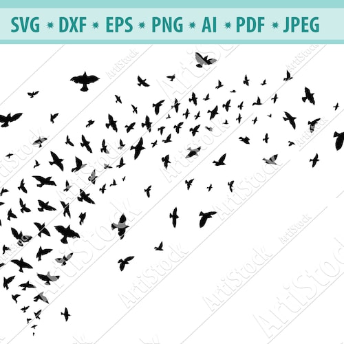 Flock of Birds SVG Vector Silhouette of Birds SVG Flying - Etsy
