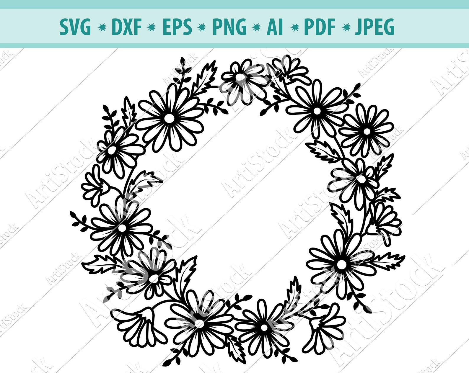 Wreath SVG File Flower Wreath Svg Floral Wreath Clipart - Etsy