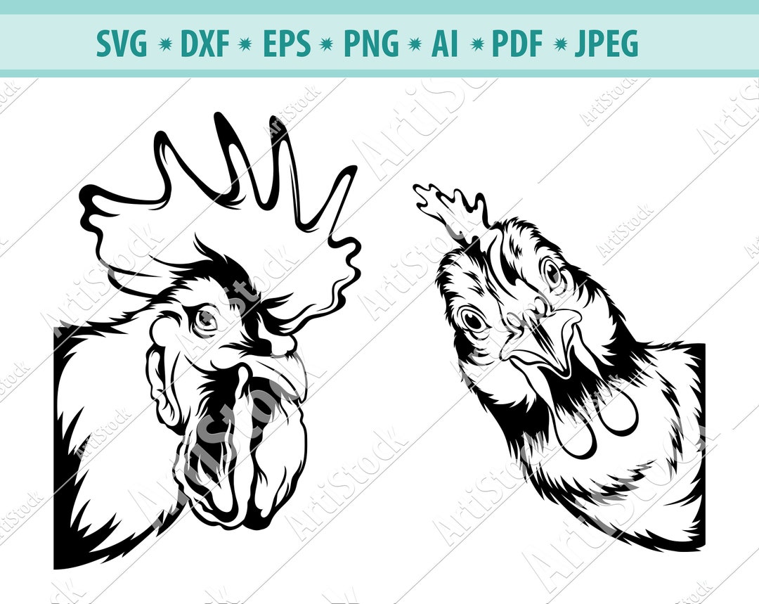 Rooster Head Svg, Chicken Head Svg, Rooster Svg, Farmhouse Svg, Farm Bird Clipart, Chicken Face ...