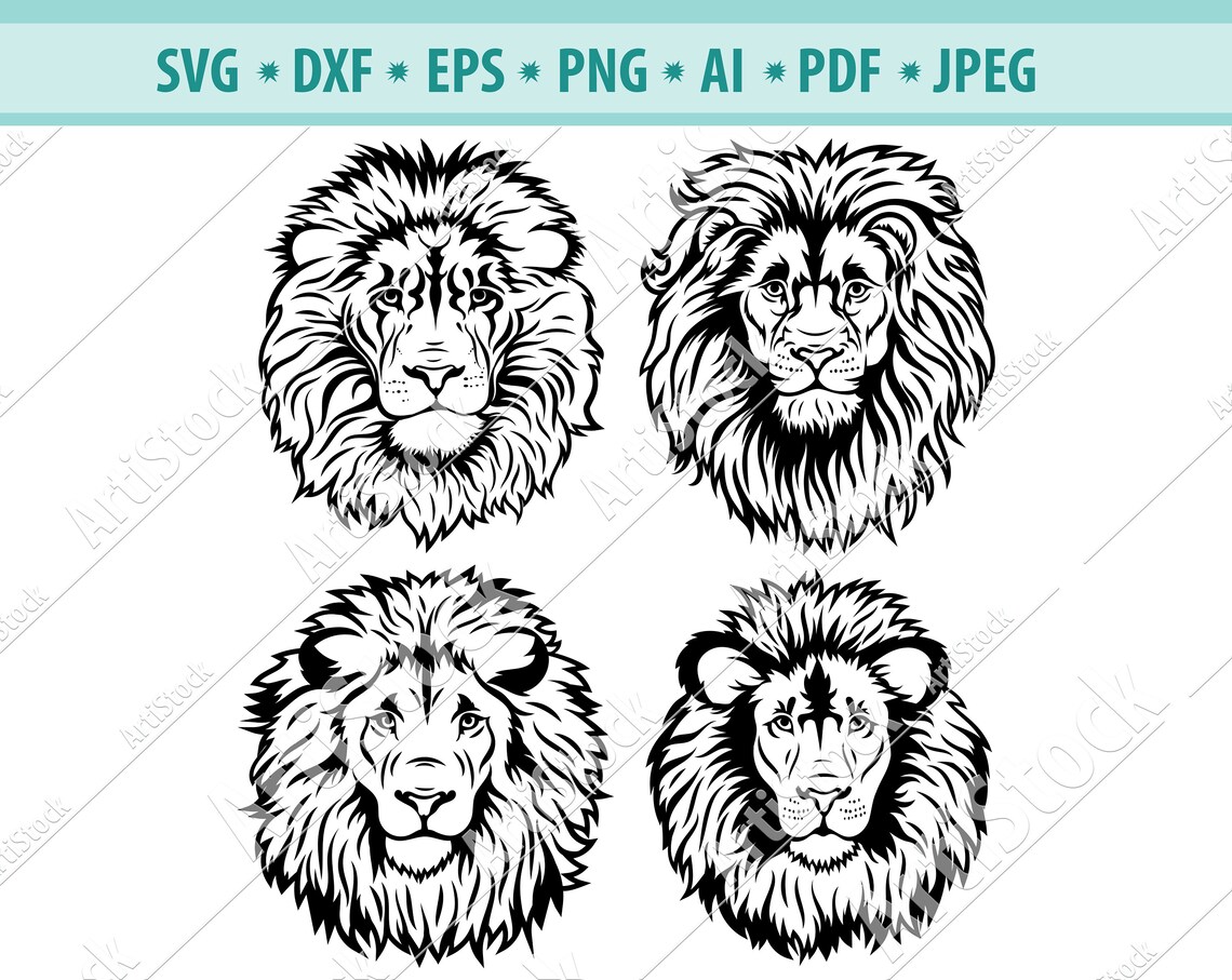 Lion Head SVG Wild Cat Svg Lion Silhouette Svg Lion Svg - Etsy