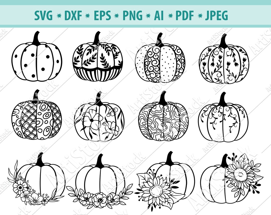 Floral Pumpkin SVG, Pumpkin SVG, Flower Pumpkin Png, Autumn Svg, Fall ...