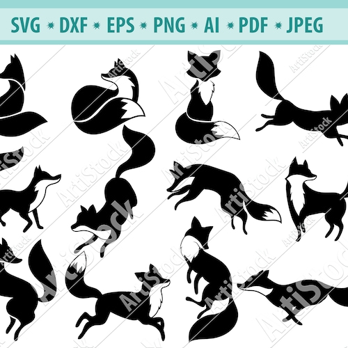 Fox Svg Bundle Fox Clipart Fox Silhouette Svg Fox Dxf Cut - Etsy