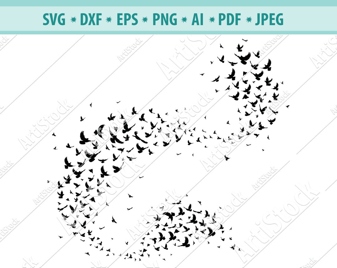 Flock of Birds SVG Vector Silhouette of Birds SVG Flying - Etsy