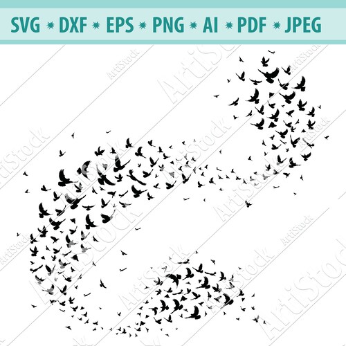 Flock of Birds SVG Vector Silhouette of Birds SVG Flying - Etsy