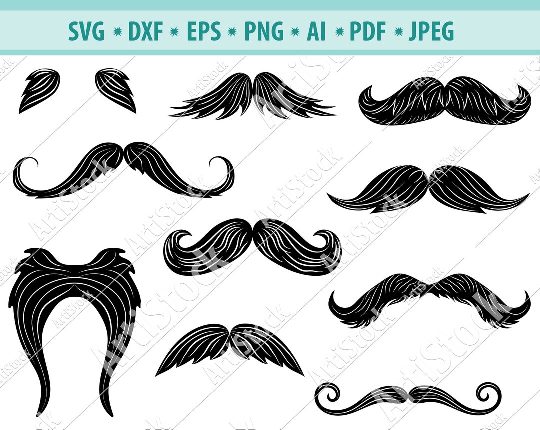 Mustache SVG, Mustaches Svg, Moustache Cutting File, Gentleman Clipart ...