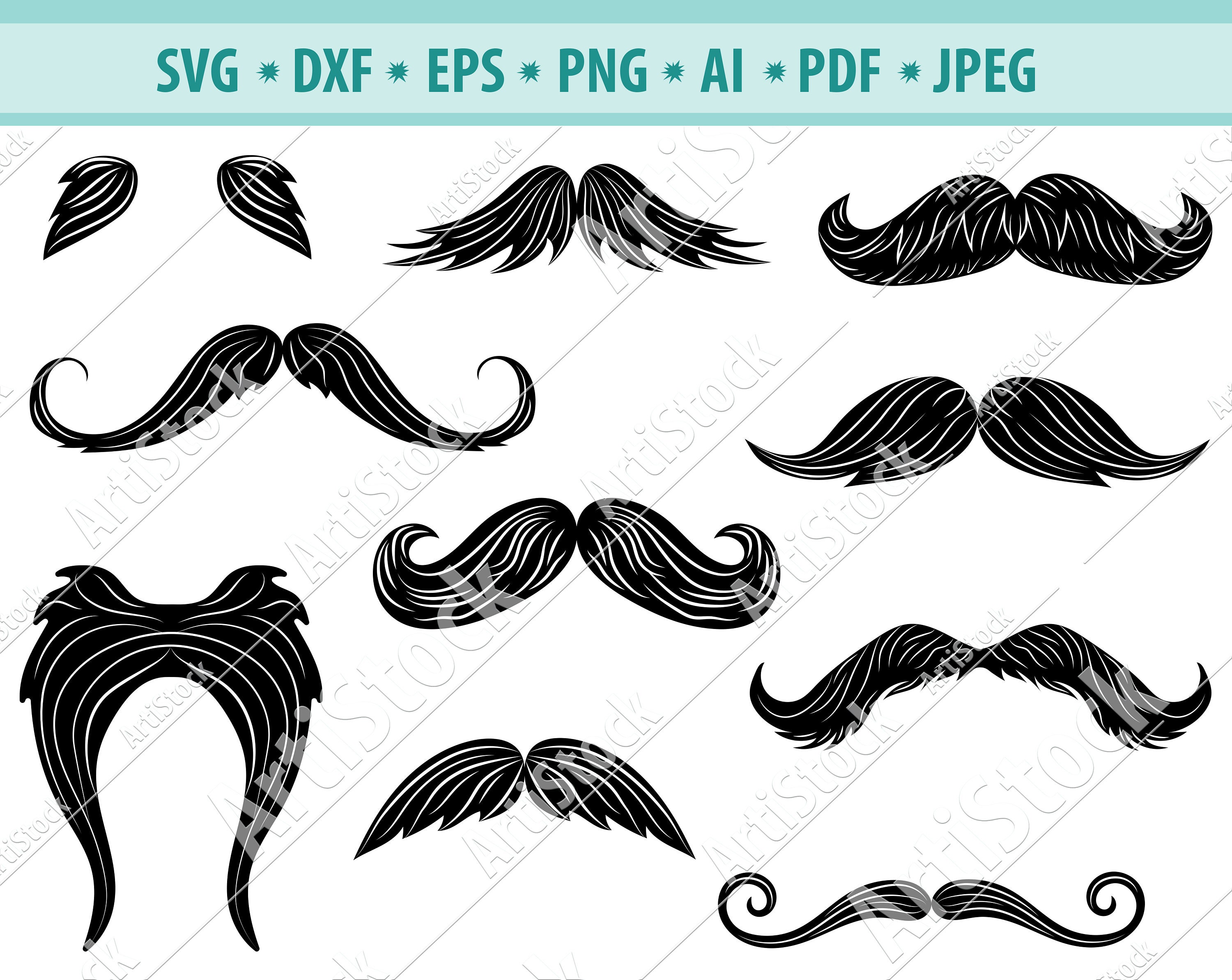 Mustache SVG Mustaches Svg Moustache Cutting File Gentleman - Etsy