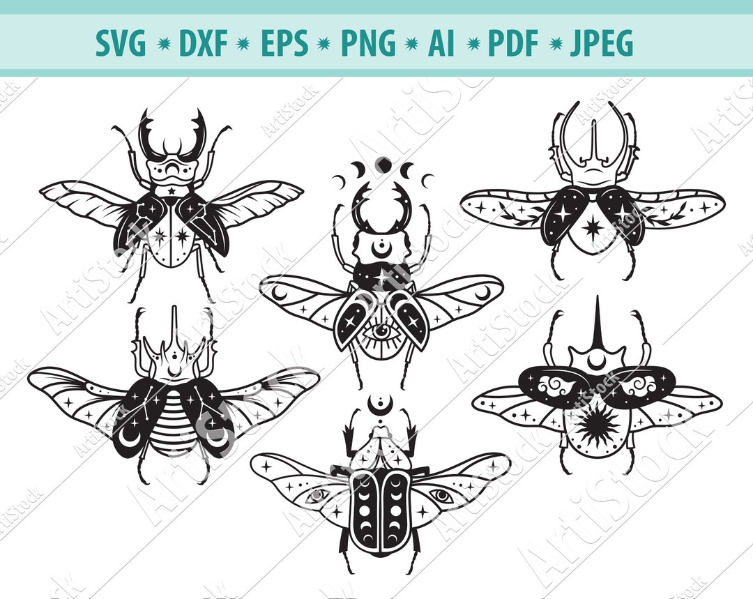 Stag Beetle Svg, Celestial Beetle Svg, Scarab Svg, Spooky Beetle Svg, Files for Cricut, Insect ...