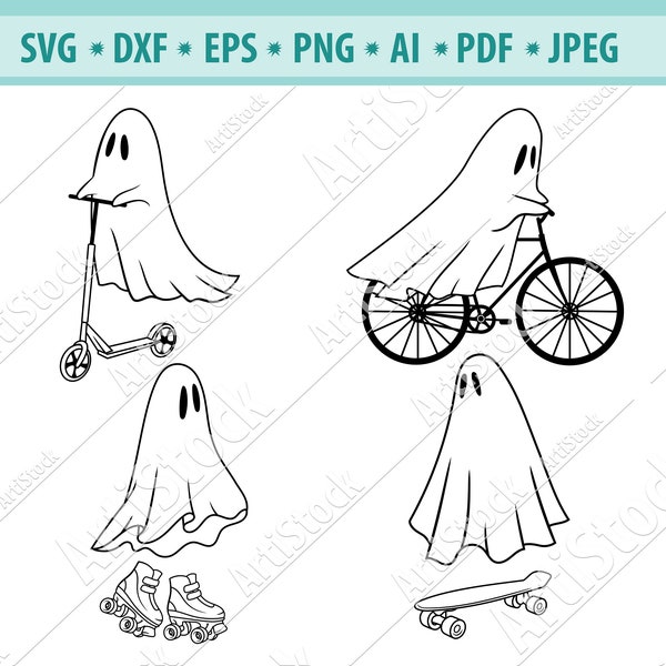 Ghost on Bike Svg - Etsy