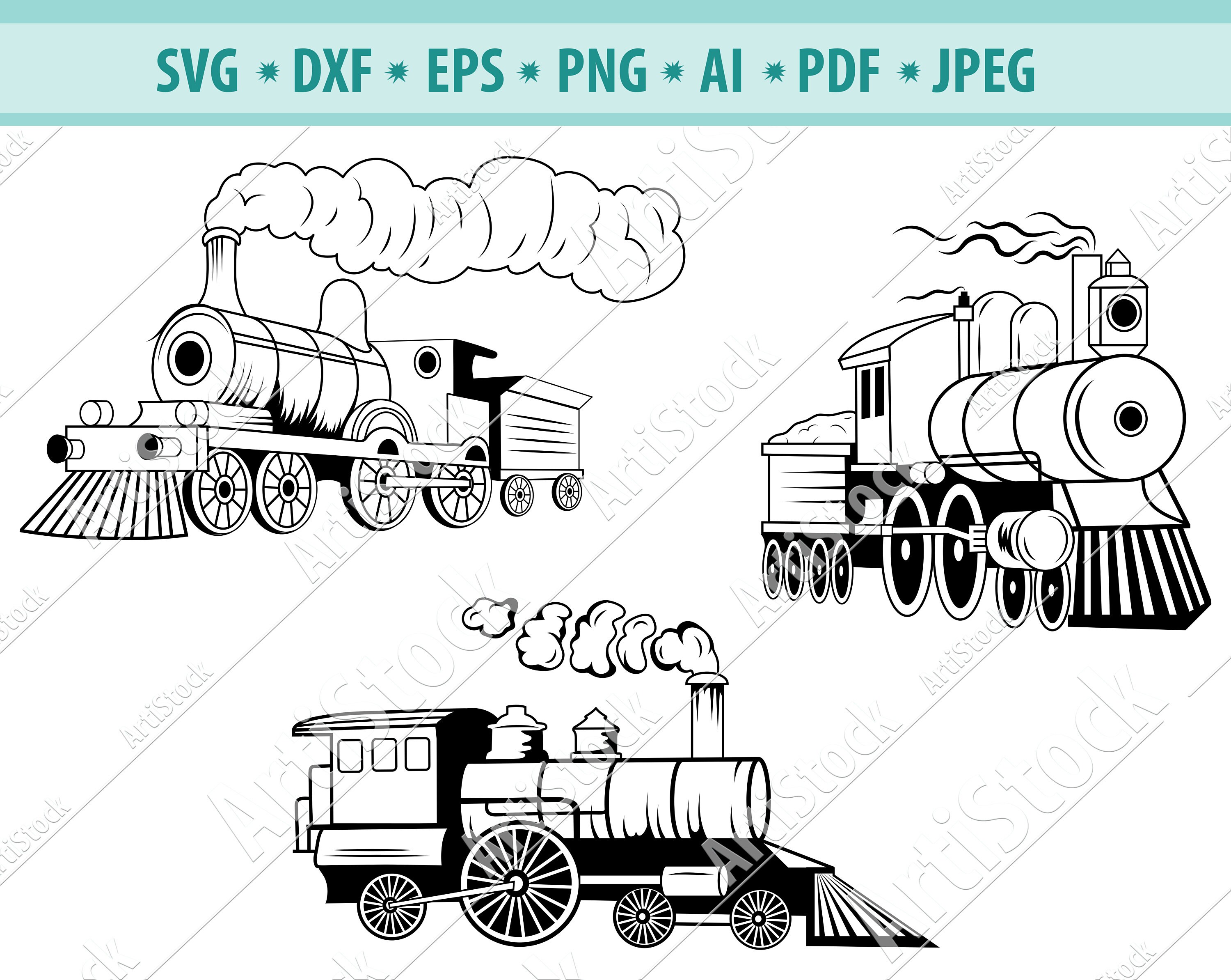Train Svg File Steam engine Svg Locomotive Svg Train | Etsy