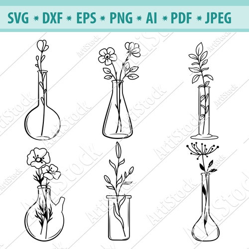 Chemistry Floral Vial Svg Science Svg Flower Beaker Svg - Etsy Canada