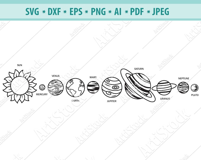 Solar System Svg, Planets Svg, Earth Svg, Astronaut Svg, Universe Space ...