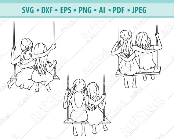 Best Friends Svg Girls on Swing Svg Besties Svg Best - Etsy Norway