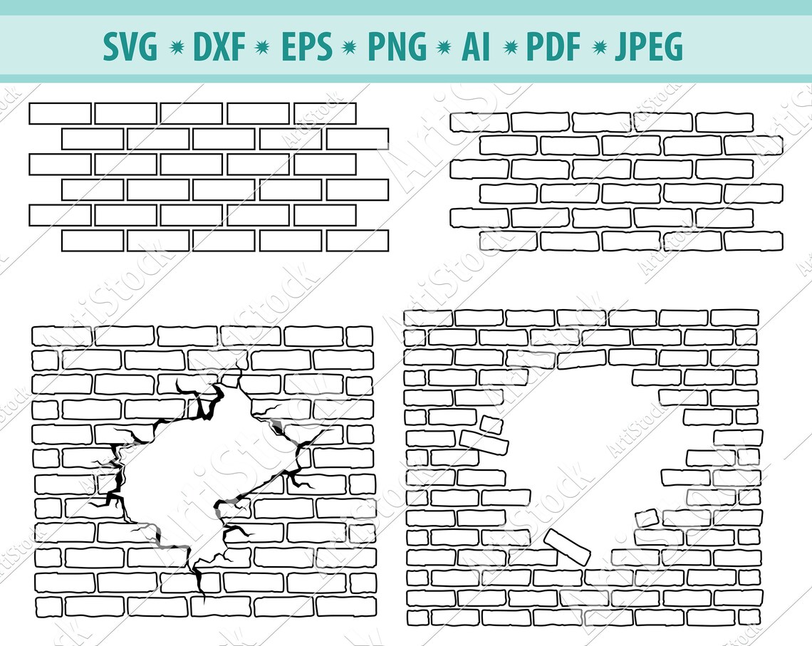 Cracked Wall SVG Explosion Svg Masonry Wall Fence Svg Brick - Etsy
