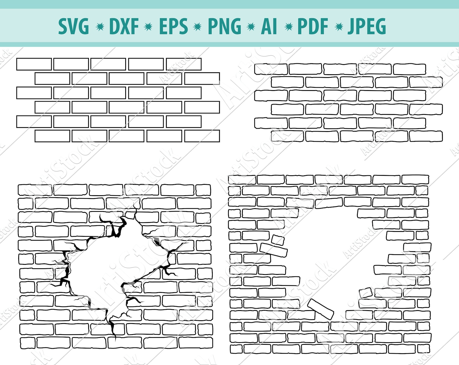 Cracked Wall SVG Explosion Svg Masonry Wall Fence Svg Brick - Etsy
