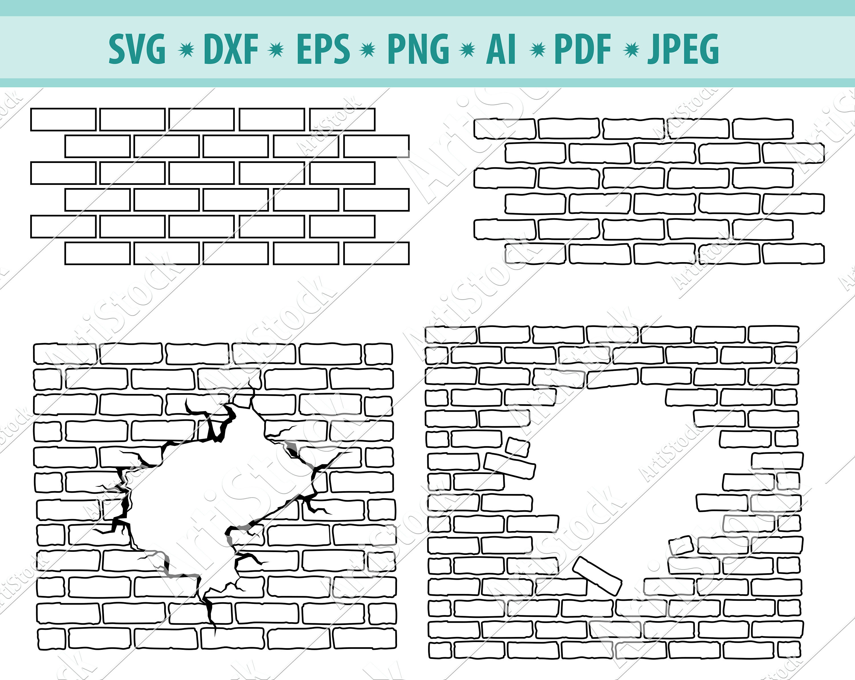 Cracked Brick Wall Clipart