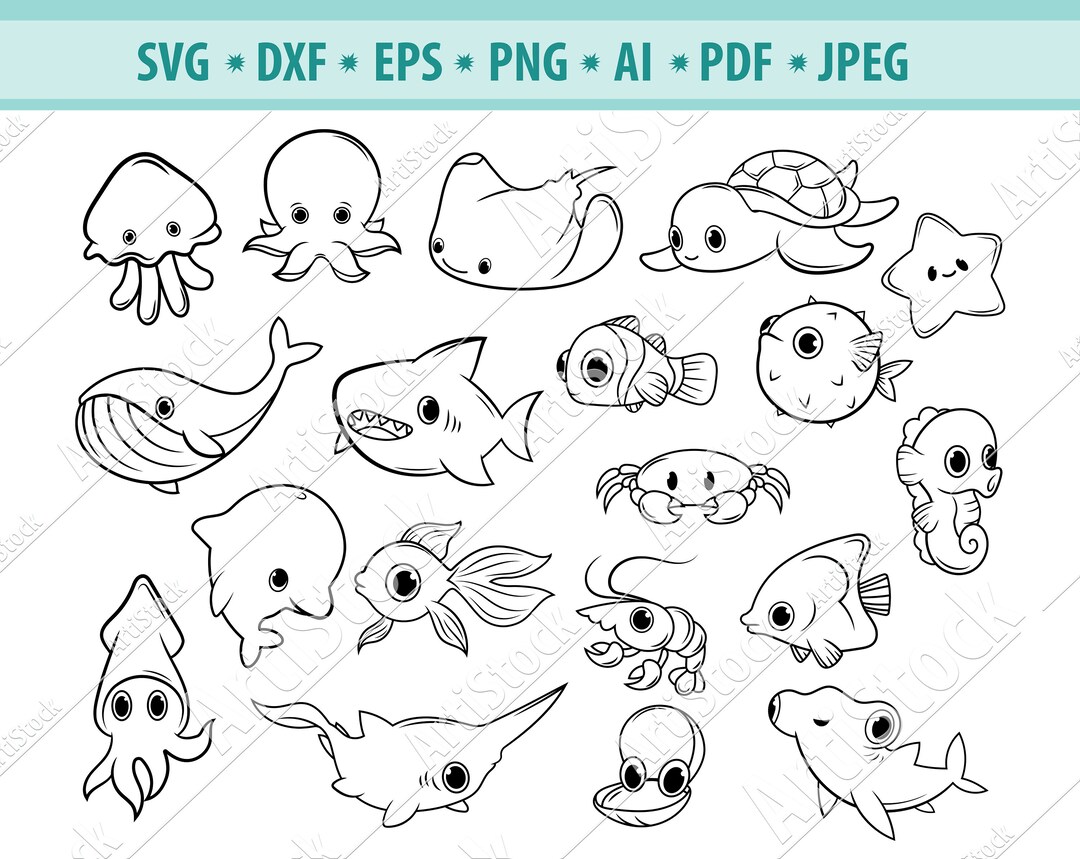 Baby Sea Animal Svg, Sea Life Svg, Underwater Animal Svg, Sweet Sea ...