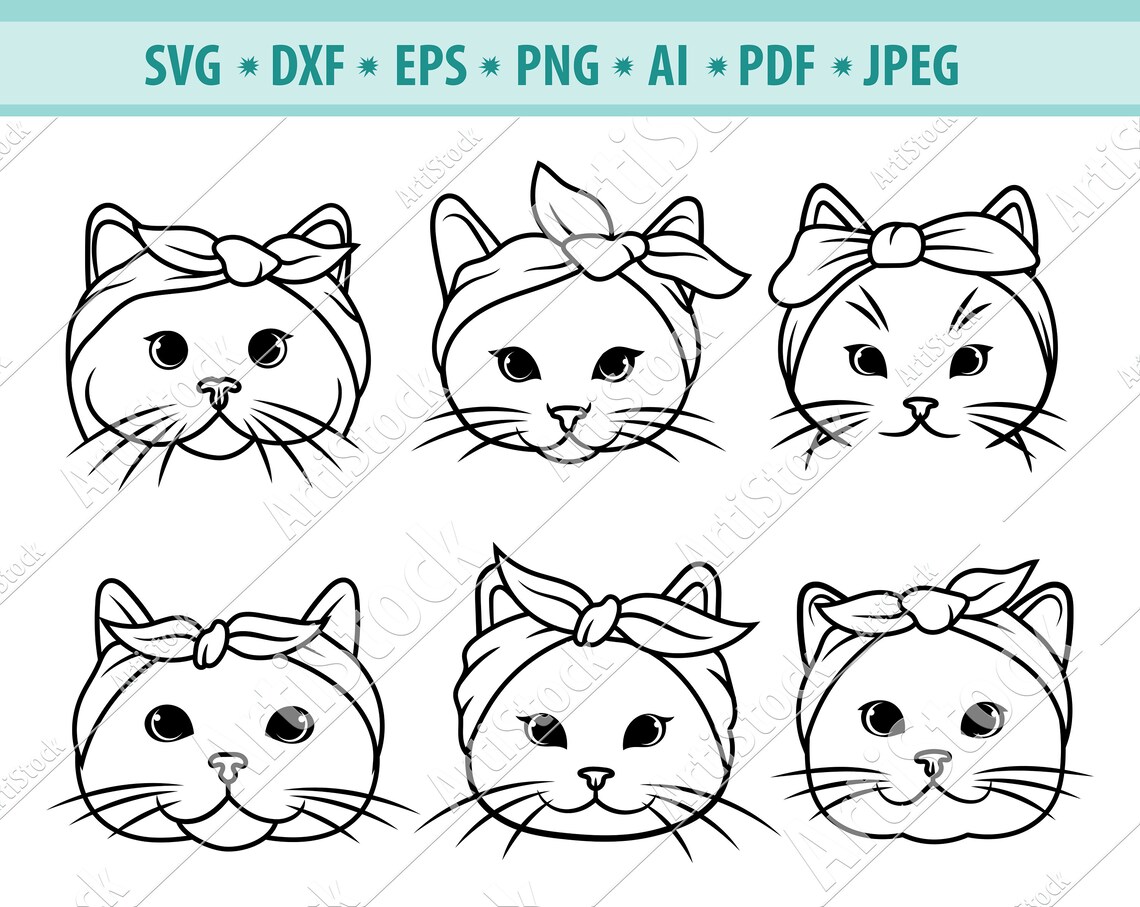 Cat Bandana SVG Cat cut file Cat with Bandana Svg Bandana | Etsy