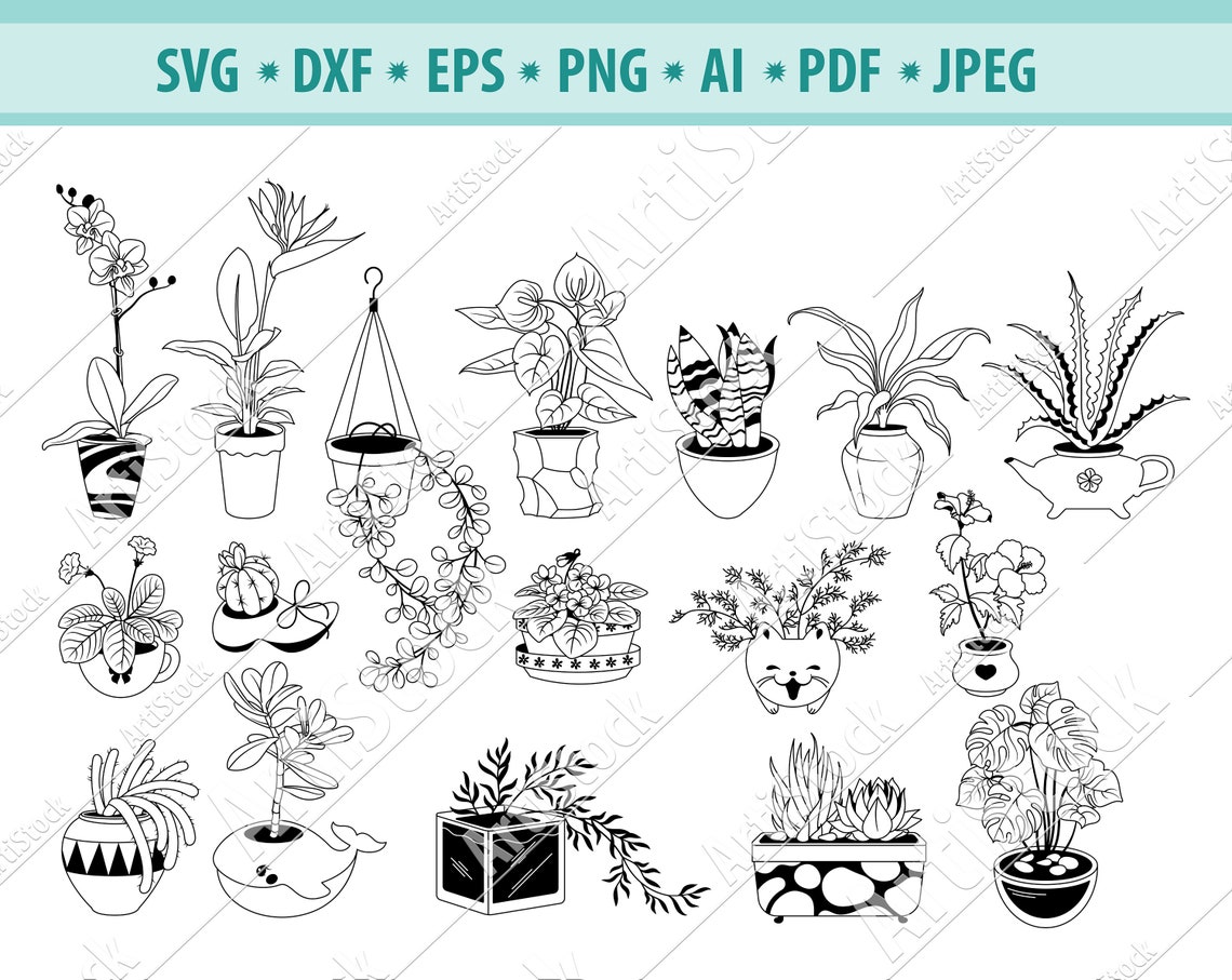 Plants SVG, Potted Plants Svg, Houseplants Svg, Garden Plants Svg ...